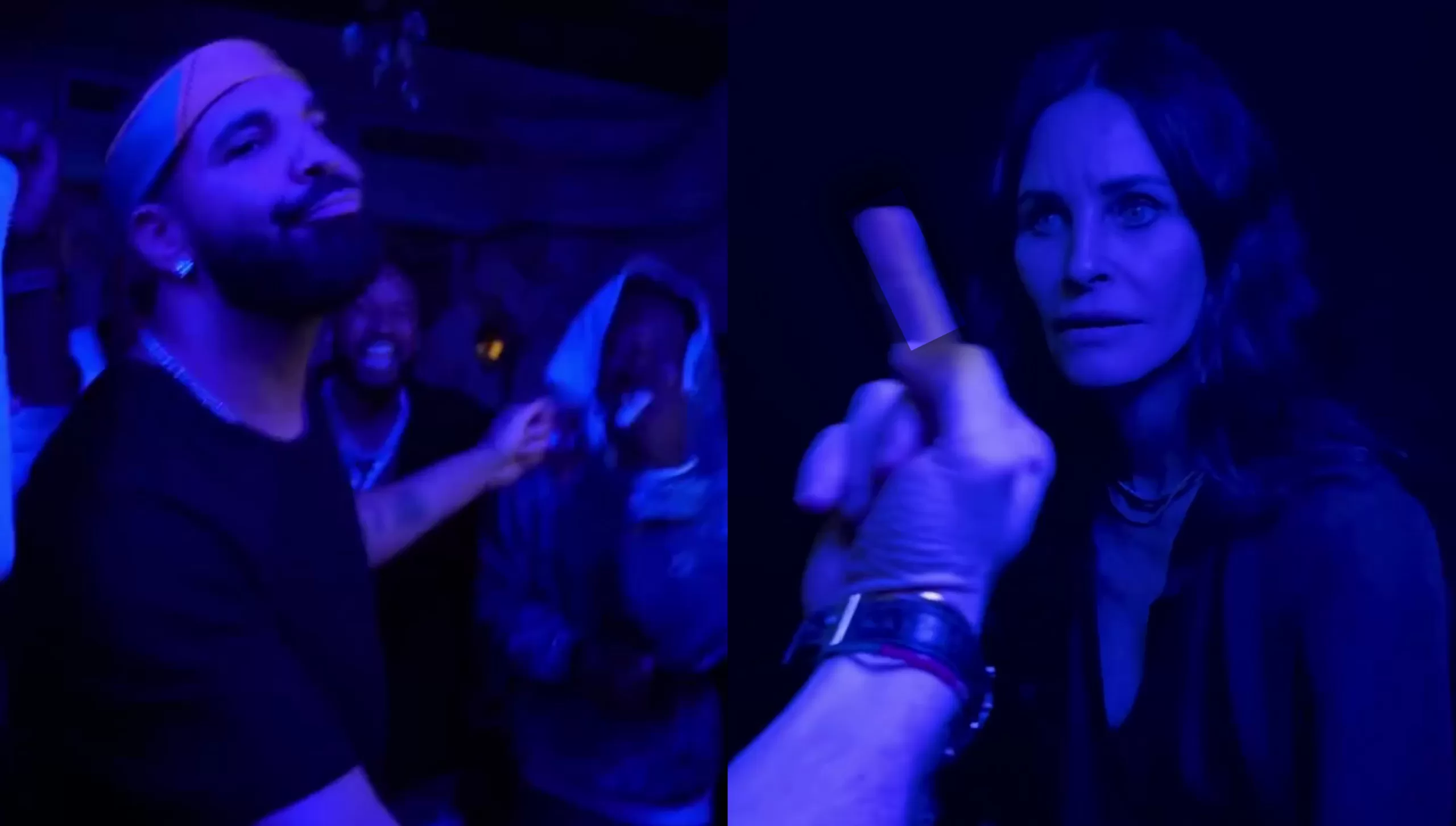 Drake Gives Courteney Cox The Finger While Clubbing In Hilarious Skit ...